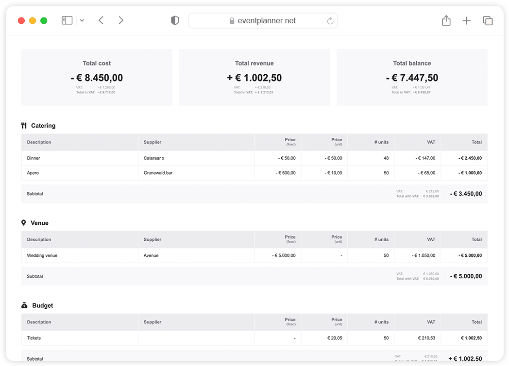 Wedding planning software | eventplanner.net